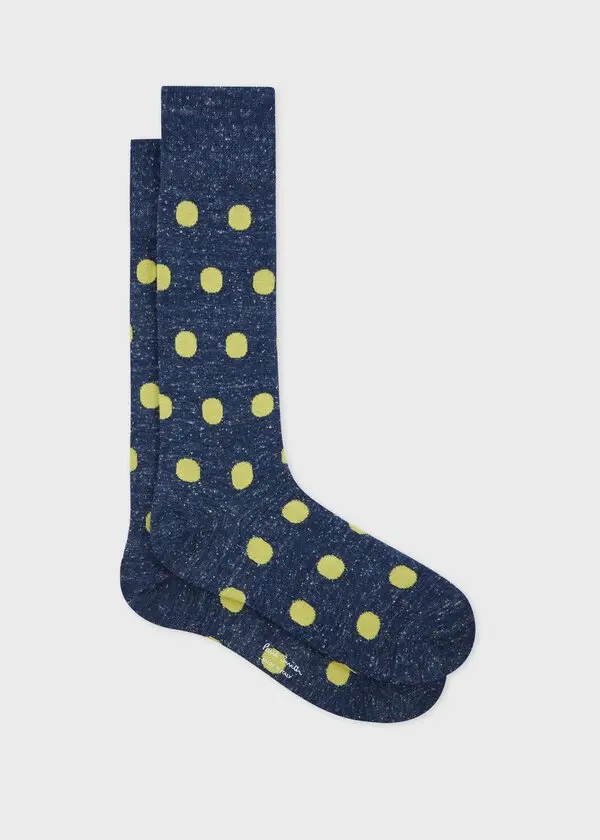 Paul Smith Navy Marl Polka Dot Socks