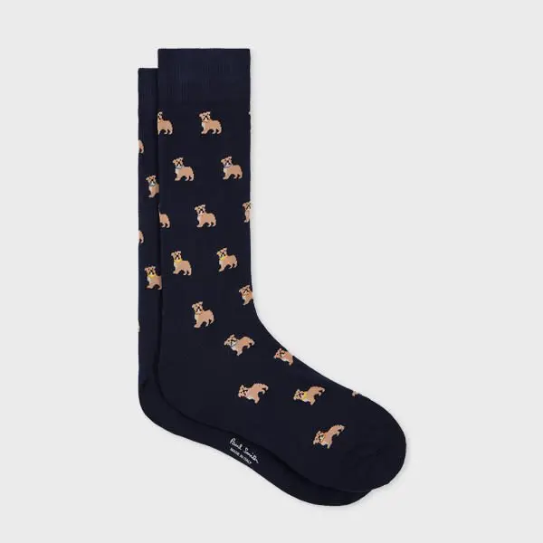 Paul Smith Navy Cotton-blend 'bulldog' Socks
