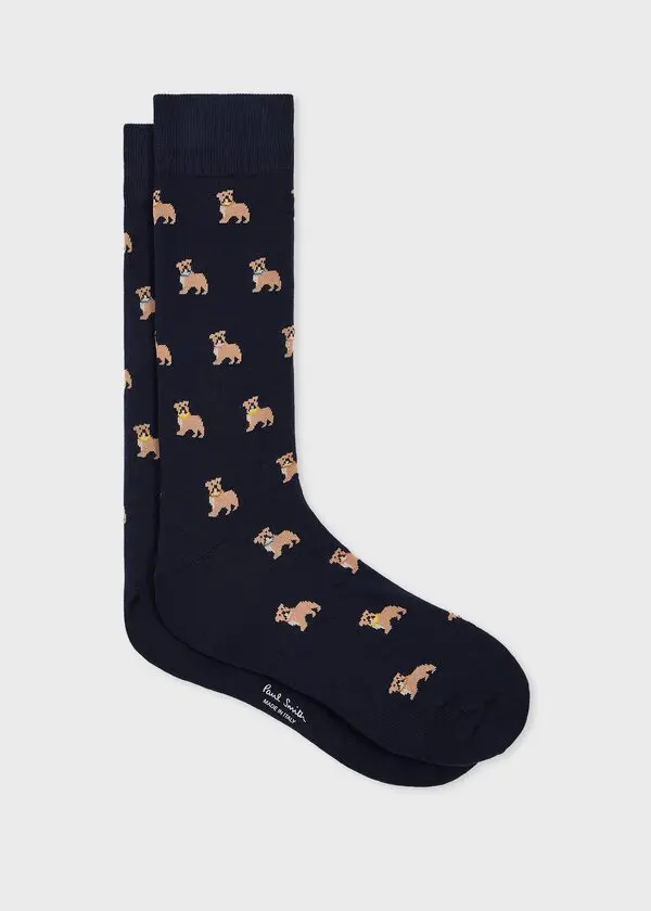 Paul Smith Navy Cotton-blend 'bulldog' Socks