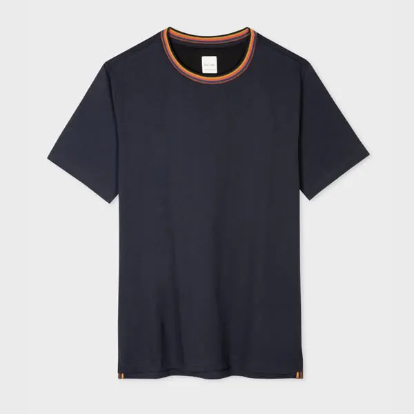 Paul Smith Navy 'artist Stripe' Collar T-shirt