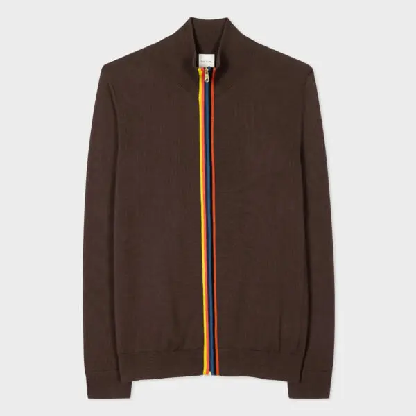 Paul Smith Washable Wool 'artist Stripe' Zip Cardigan