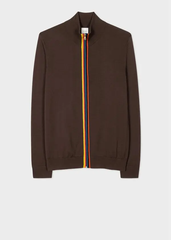 Paul Smith Washable Wool 'artist Stripe' Zip Cardigan