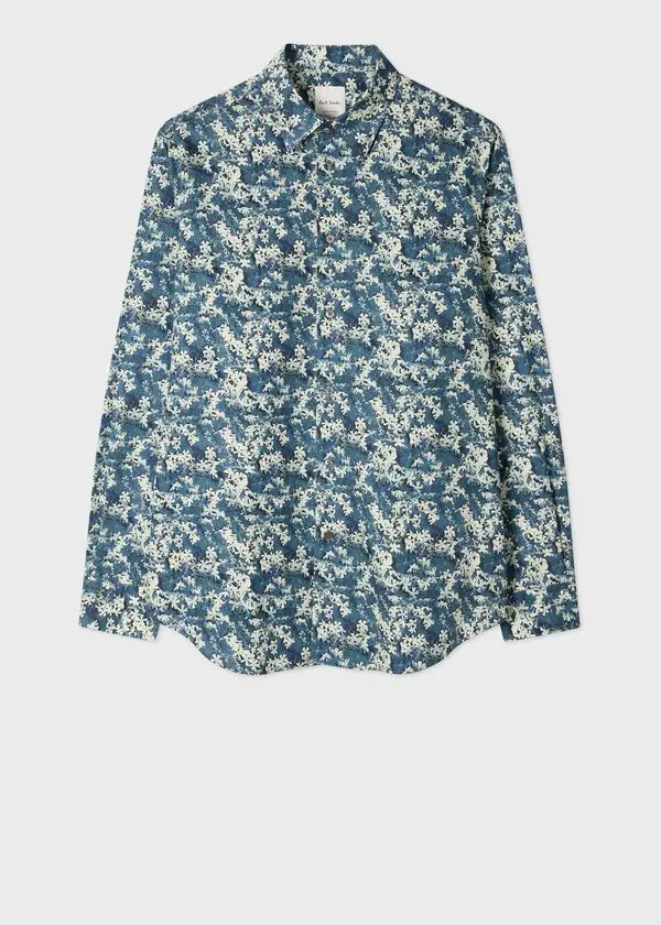 Paul Smith Indigo Flower Print Shirt