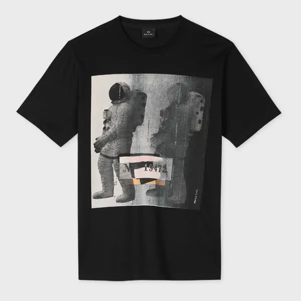 Paul Smith Slim-fit 'astronaut' Print T-shirt - Black