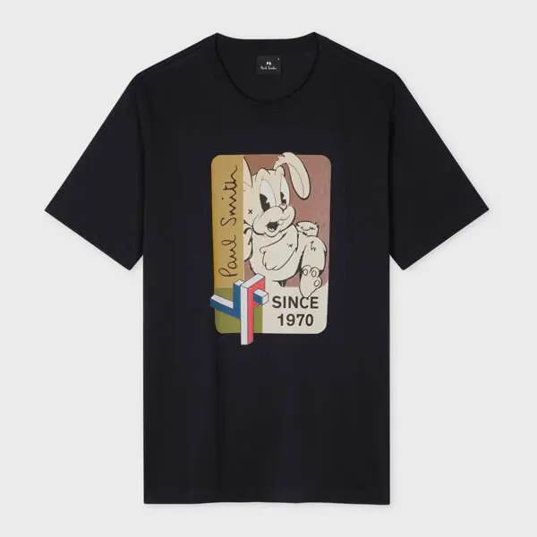 Paul Smith Slim-fit Navy '1970 Bunny' Print T-shirt - Blue