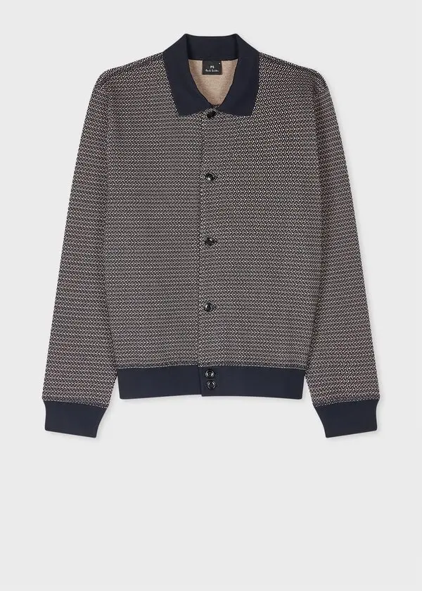 Paul Smith Navy Cotton-blend Jersey Cardigan
