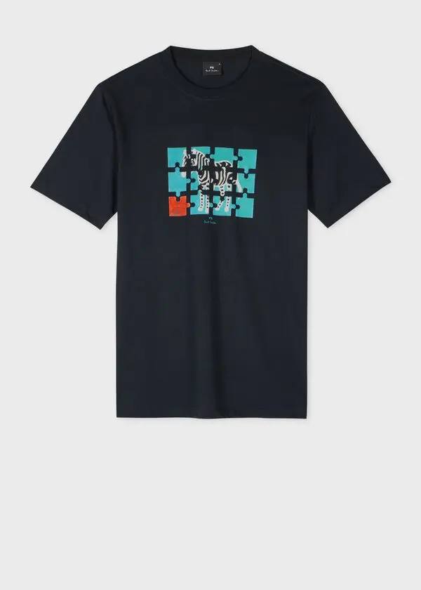 Paul Smith Navy 'jigsaw Zebra' Print T-shirt
