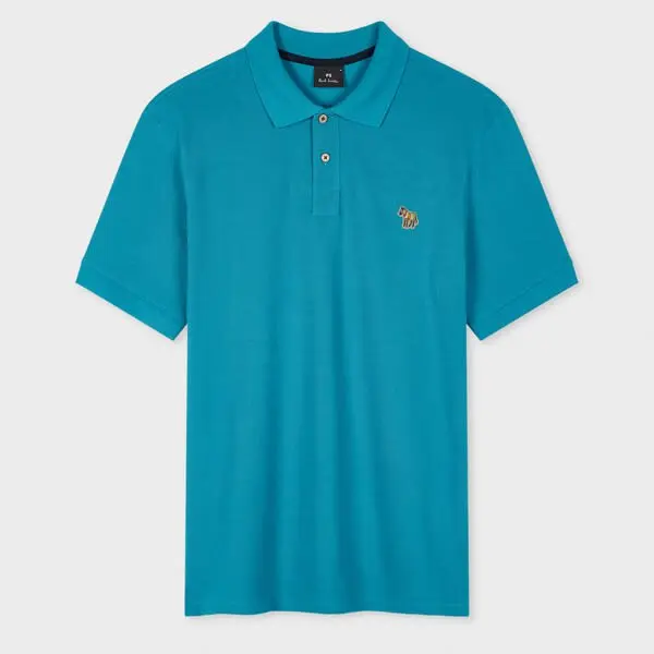 Paul Smith Teal Blue Organic Cotton Zebra Polo Shirt - Green