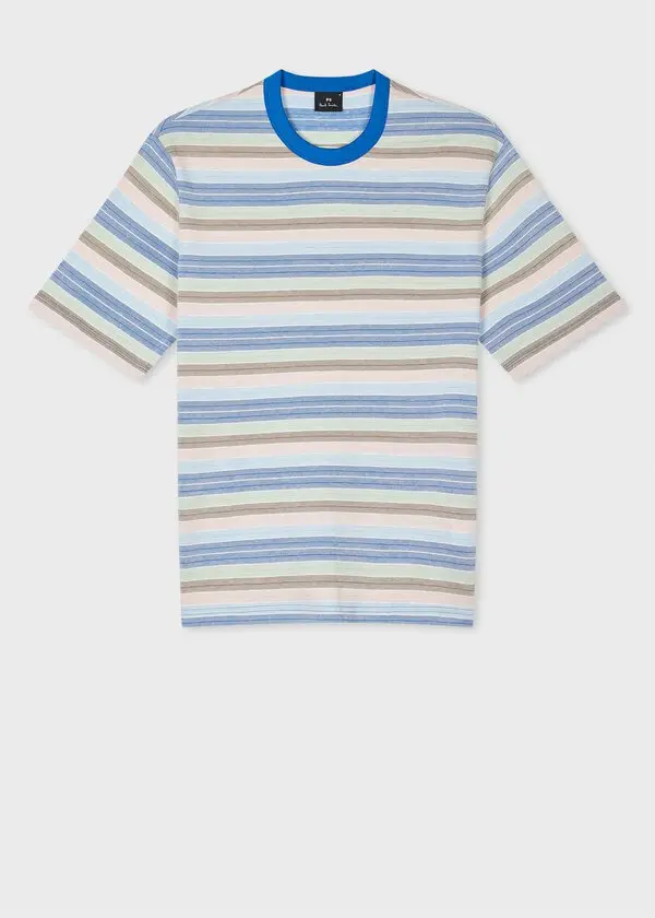 Paul Smith Pastel Multi Yarn-dye Stripe T-shirt
