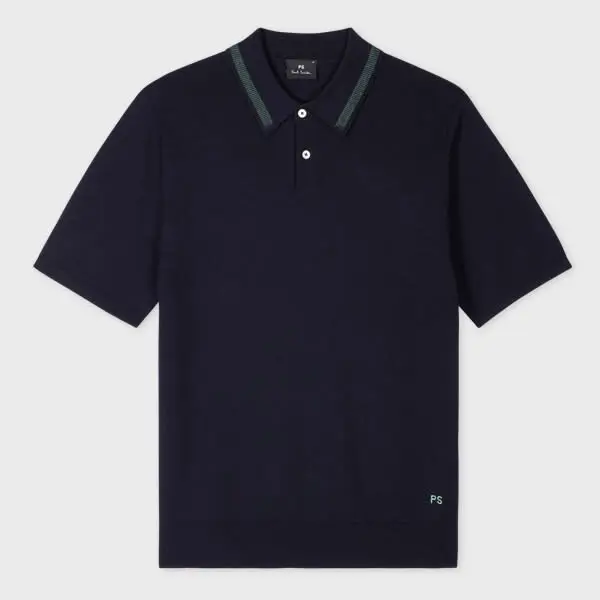 Paul Smith Navy Merino Wool Polo Shirt
