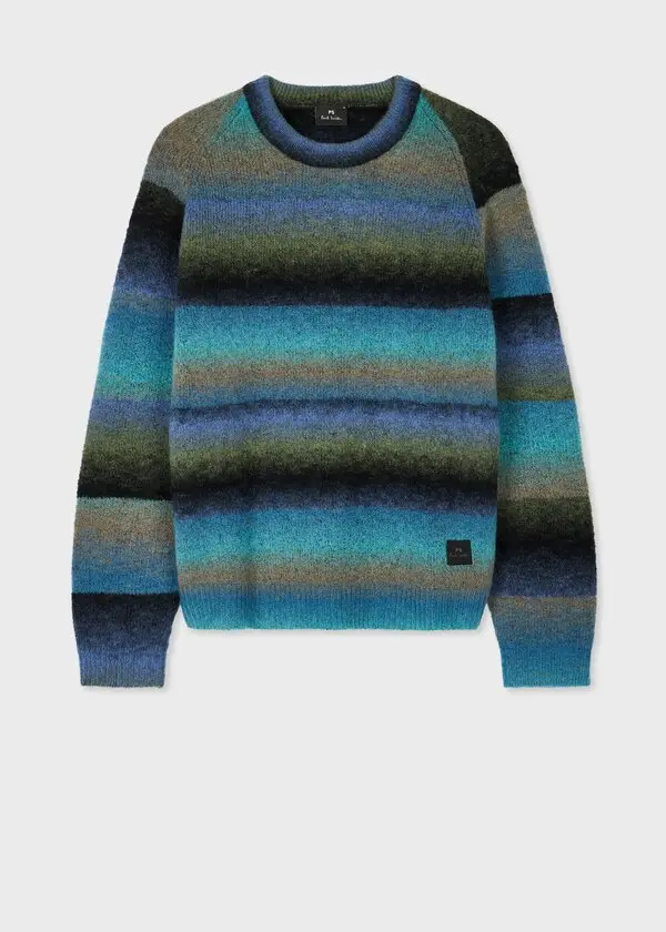 Paul Smith Blue Faded Stripe Merino Wool-blend Sweater