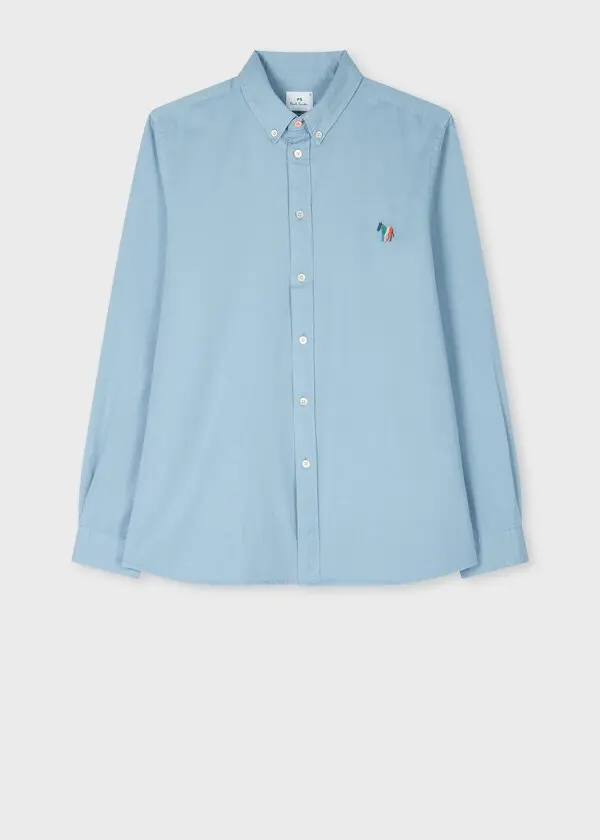 Paul Smith Pale Organic Cotton Twill 'broad Stripe Zebra' Shirt