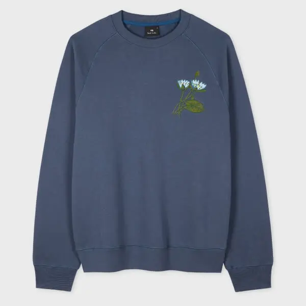 Paul Smith Steel 'floral' Embroidery Sweatshirt - Blue