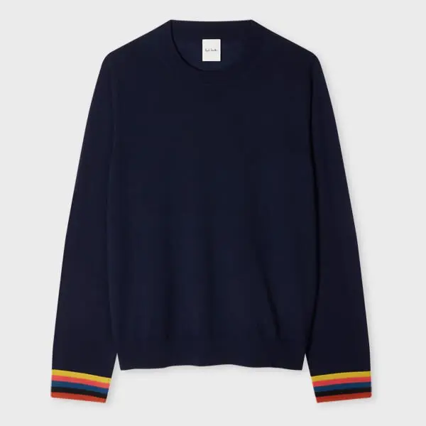 Paul Smith Navy Knitted Merino Crew Neck Sweater