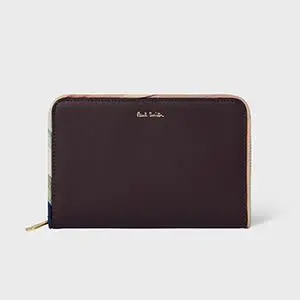 Paul Smith Burgundy Inverted 'dusky Swirl' Medium Zip Around Purse