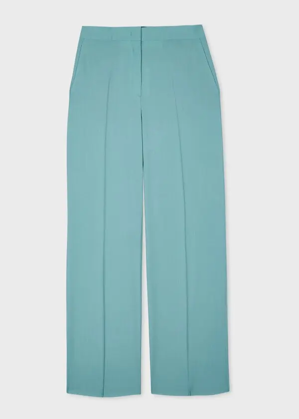 Paul Smith Sea Green Wool Wide-leg Trousers