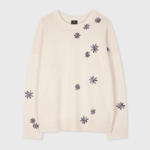 Paul Smith Knitted 'chamomile Floral' Embroidered Sweater