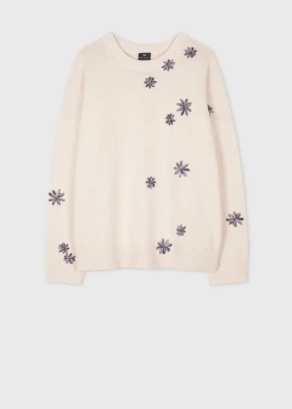 Paul Smith Knitted 'chamomile Floral' Embroidered Sweater