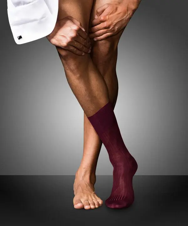 Falke No. 10 Pure Fil D'écosse Ribbed Knit Dress Socks - Red