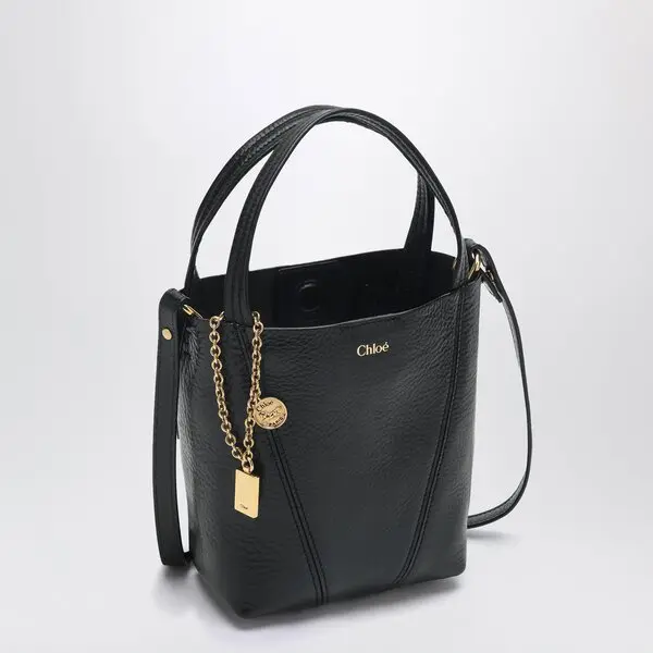 Chloé Small Spin Leather Tote Bag - Black