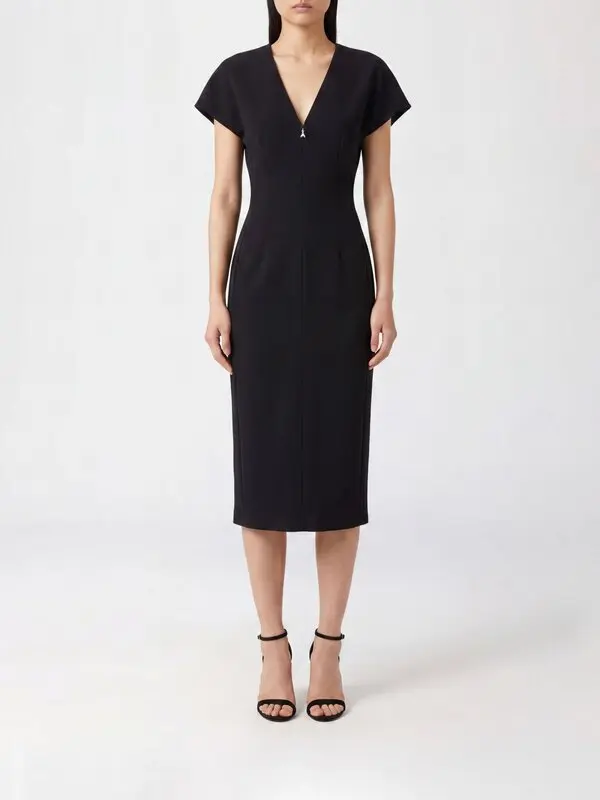 Patrizia Pepe V-neck Midi Sheath Dress - Black