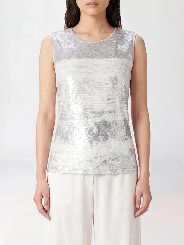Patrizia Pepe Sleeveless Sequin Top - Gnawed Blue