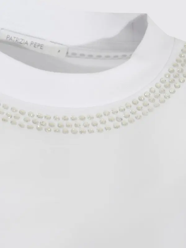 Patrizia Pepe Rhinestone Embroidered Cotton T-shirt