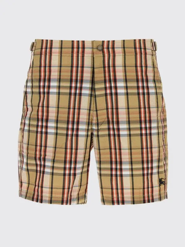 Burberry Tartan Swim Shorts With Embroidered Ekd Logo