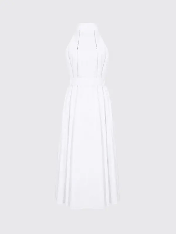 SEMICOUTURE Sleeveless Poplin Midi Chemisier Dress With Belt