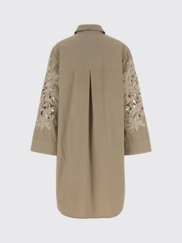 Agnona Shirt Dress With Floral Cut-out Sleeves