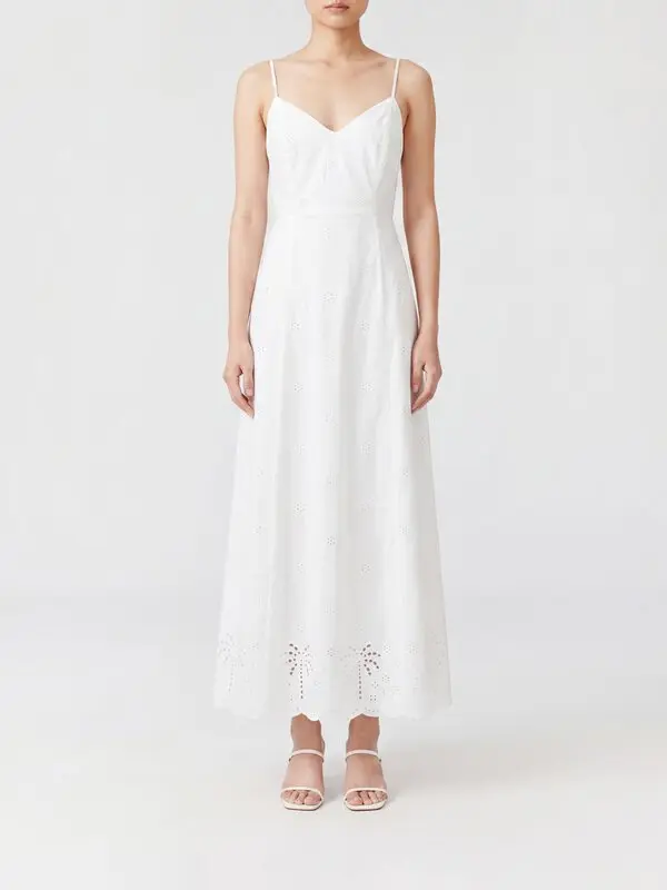 MC2 SAINT BARTH A-line Midi Dress In Broderie Anglaise - White