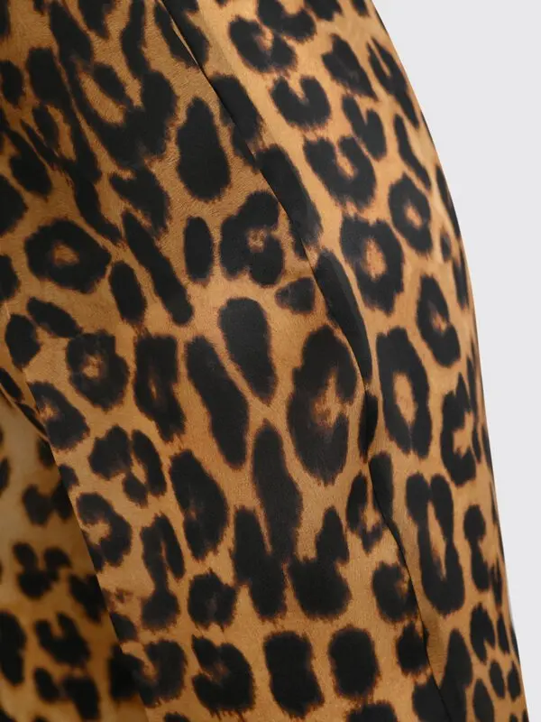 Alberta Ferretti Animal Print Silk Straight Leg Trousers
