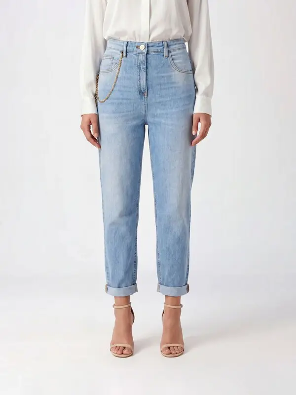 Elisabetta Franchi High-waisted Slim Fit Cropped Skinny Jeans - Blue