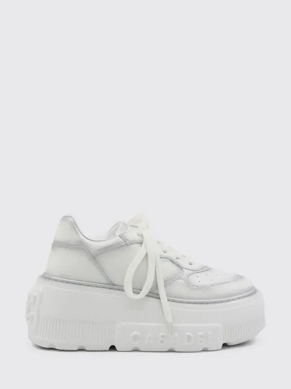 Casadei Low-top Trainers With Wedge Platform Sole In Smooth And Laminated Leather