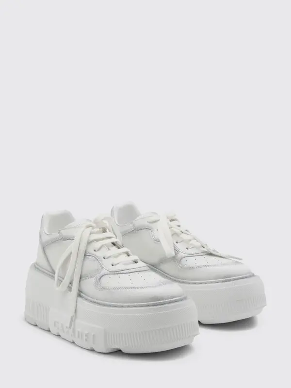 Casadei Low-top Trainers With Wedge Platform Sole In Smooth And Laminated Leather