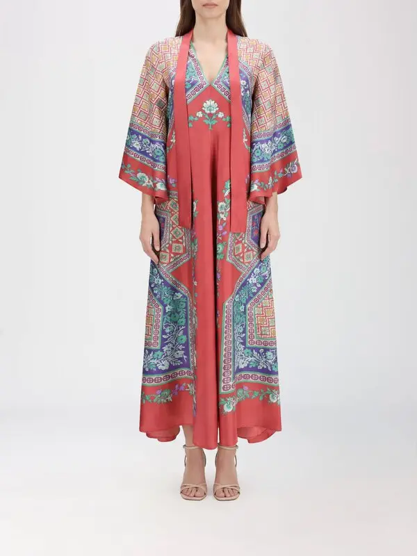 La DoubleJ Ethnic Print Midi Kaftan In Pure Silk