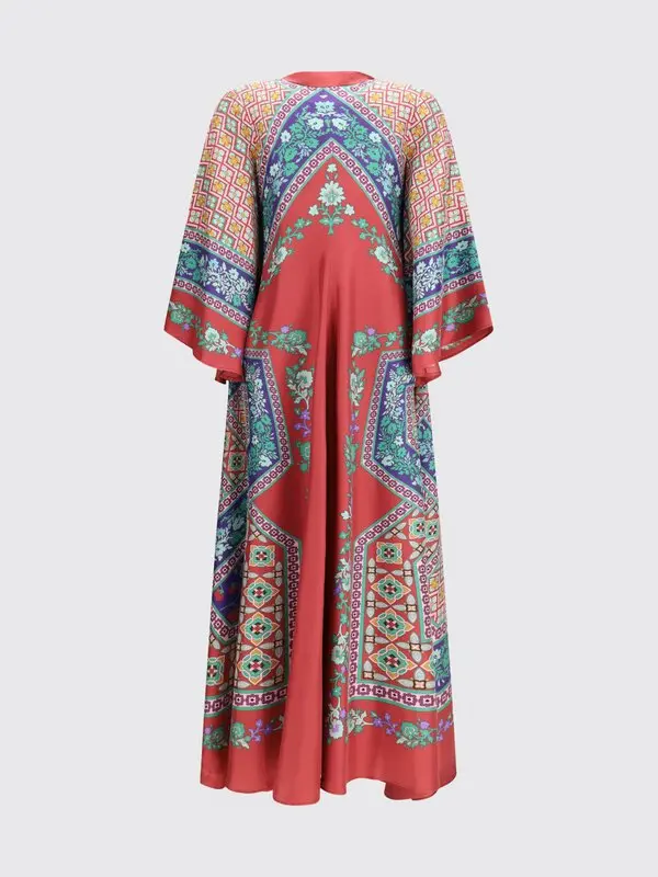 La DoubleJ Ethnic Print Midi Kaftan In Pure Silk