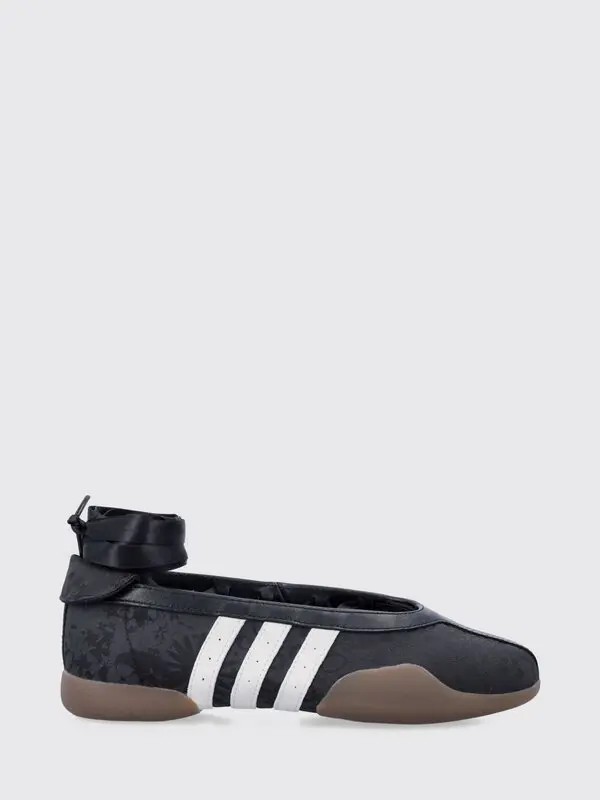 ADIDAS ORIGINALS Satin Ballet Flats With Ankle Tie-up Ribbons - Black