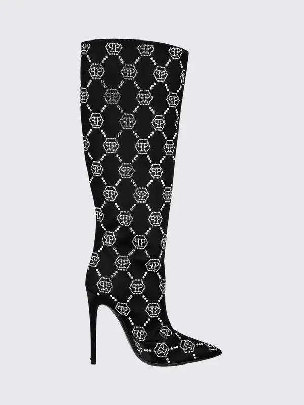Philipp Plein Knee-high Boots With Crystal Embellishments - Black