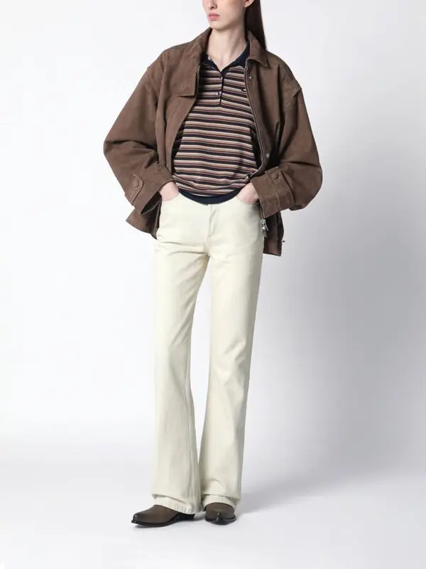 A.p.c. High Rise Flare Jeans In Organic Cotton Denim - White