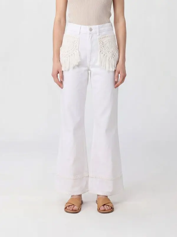 Farm Rio Fringe Pocket Flare Trousers - Denim