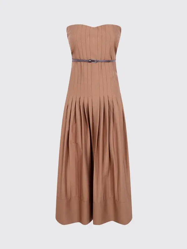 SEMICOUTURE Strapless Belted Midi Dress
