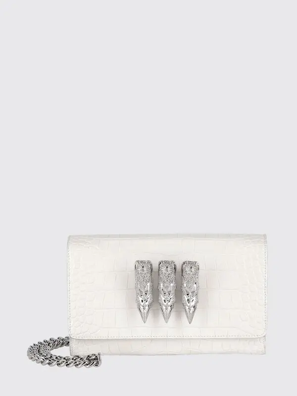 Philipp Plein Crocodile Effect Calfskin Clutch With Rhinestones