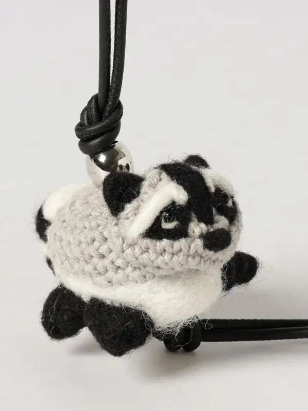 Loewe Crochet Wool And Calfskin Raccoon Keychain