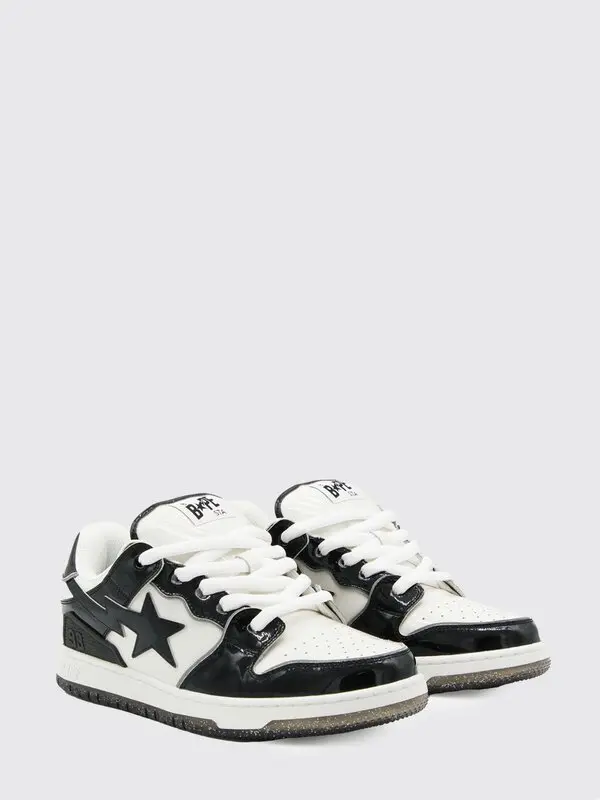 A BATHING APE Sk8 Sta Bicolour Calfskin Trainers With Star Print