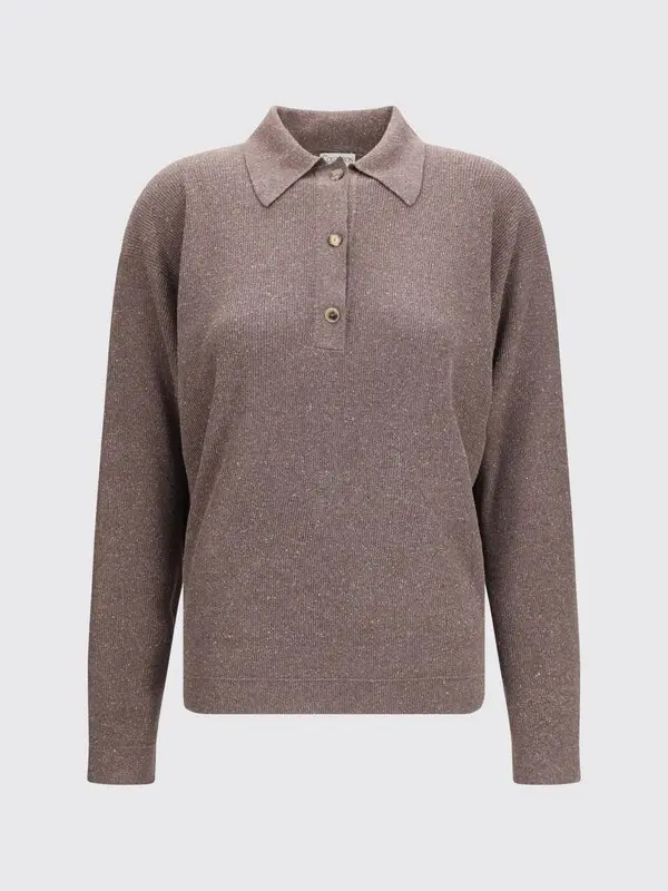 Calvin Klein Long-sleeved Silk Knit Polo Shirt - Brown