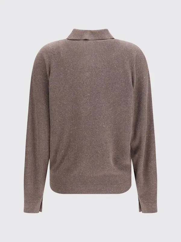 Calvin Klein Long-sleeved Silk Knit Polo Shirt - Brown