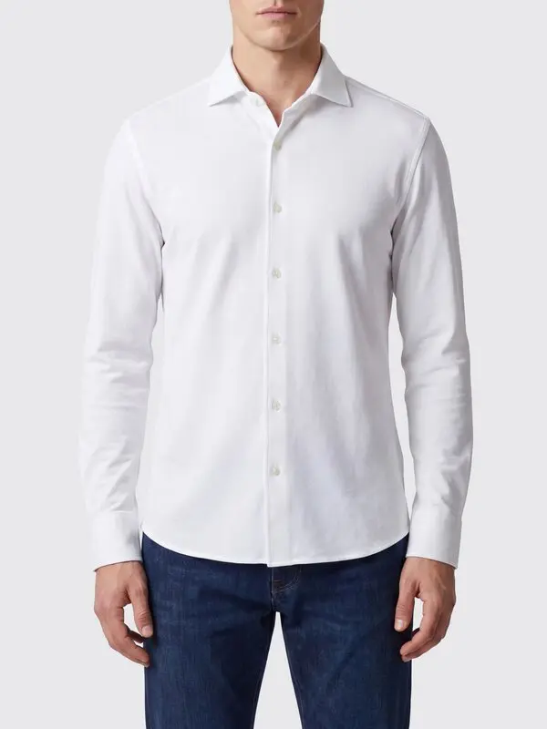 BROOKSFIELD Slim Fit Casual Shirt In Cotton Jersey With French Collar - White