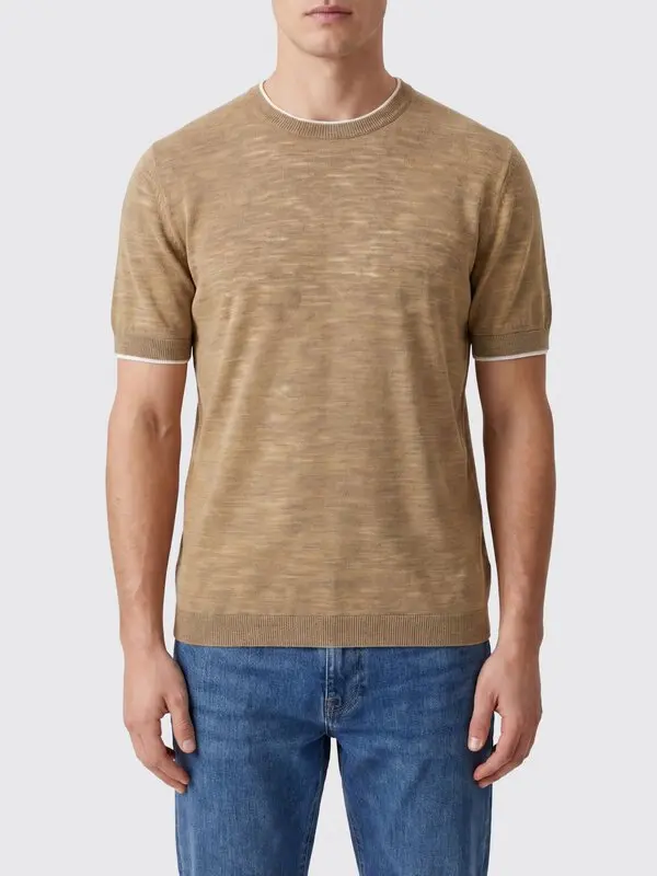 BROOKSFIELD Linen Blend Crewneck T-shirt - Beige