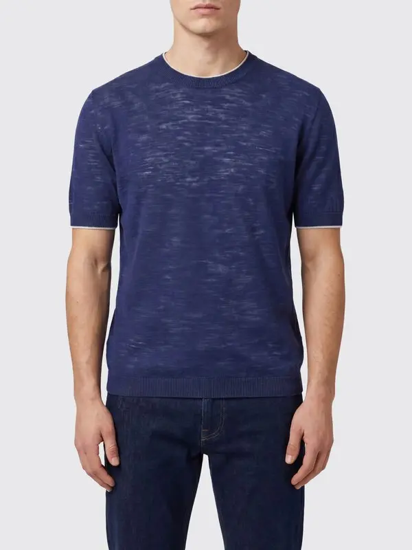 BROOKSFIELD Linen Blend Crewneck T-shirt - Indigo